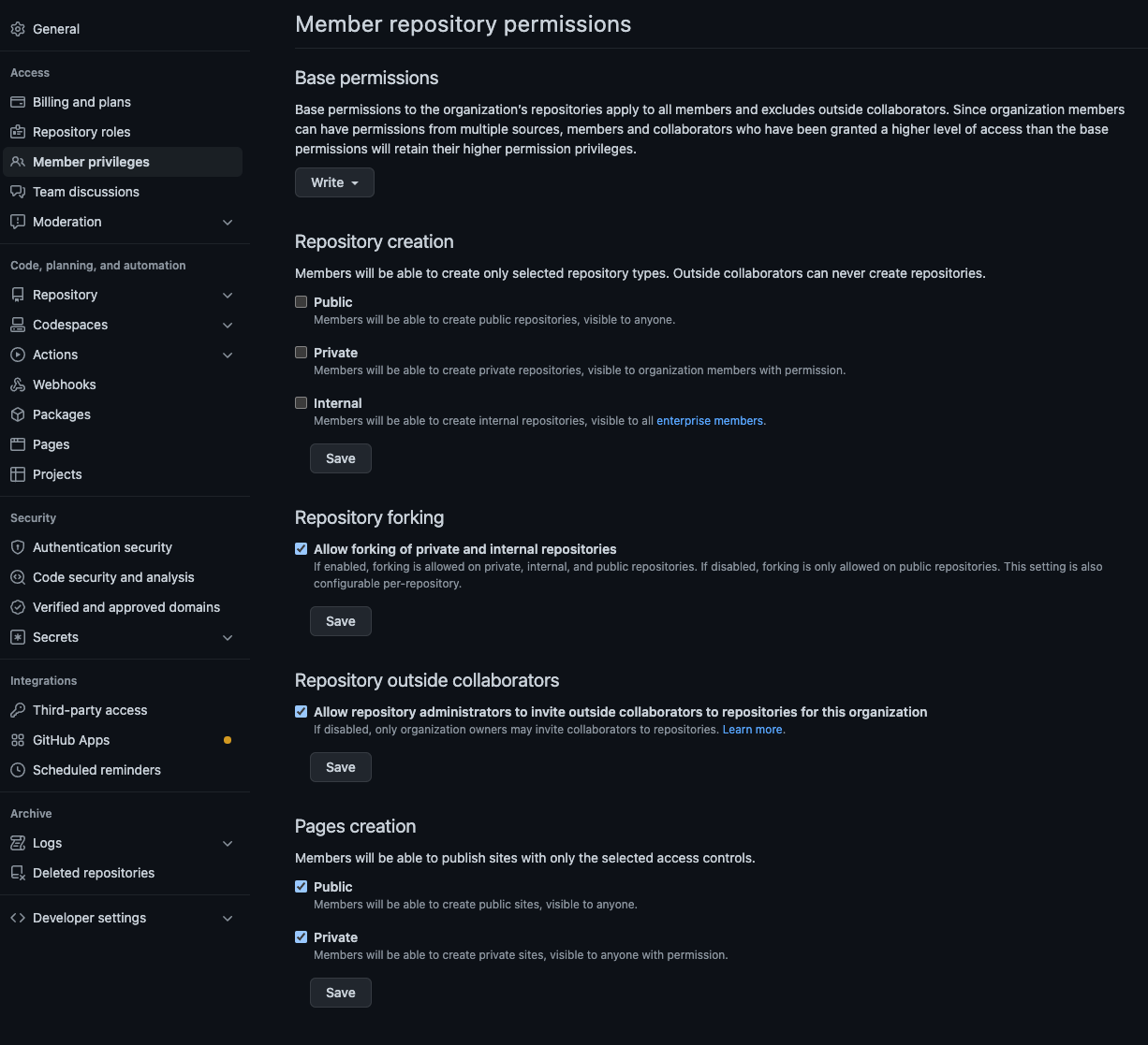 [Feature Request] Support Github Organization "Member Privileges ...