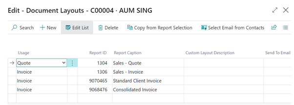 Parameter Request Page 9657 Customer Report Selections