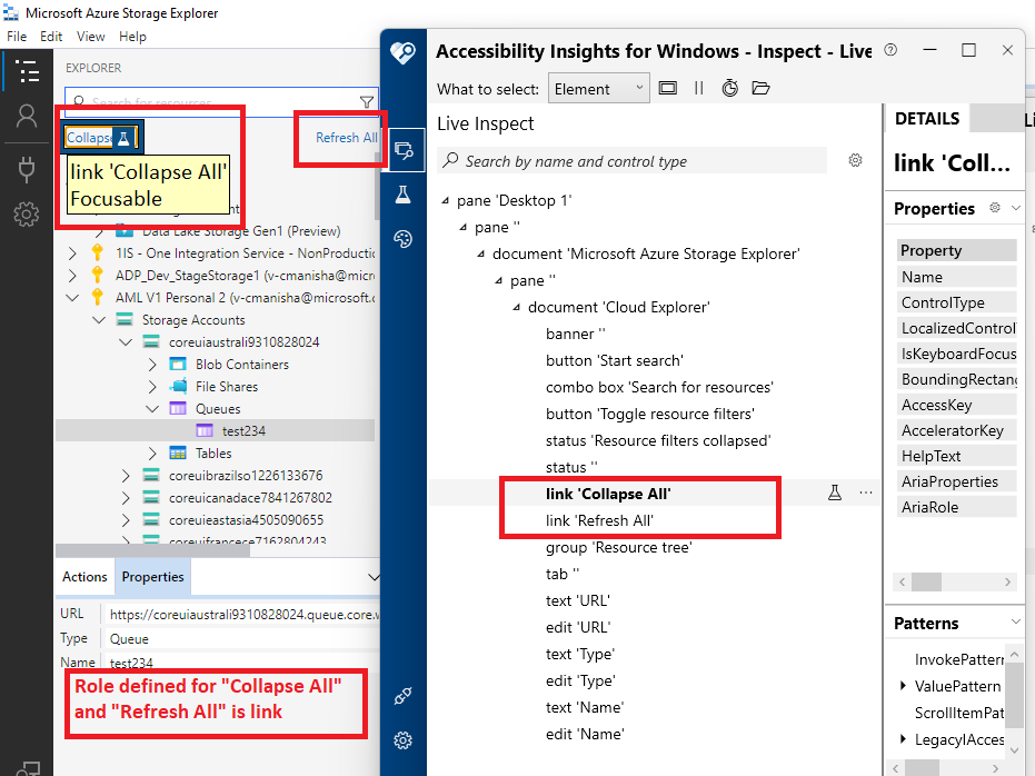 A11y Azure Tools Storage Explorer Signing In To Azure Storage Toggle Explorer Pane Tree View