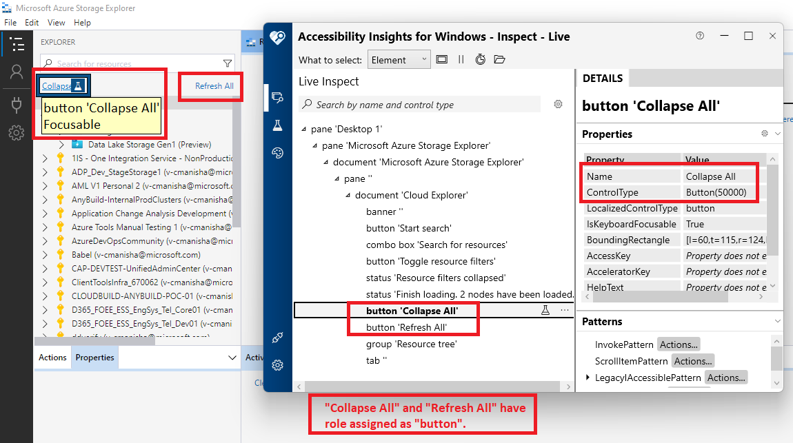 A11y Azure Tools Storage Explorer Signing In To Azure Storage Toggle Explorer Pane Tree View
