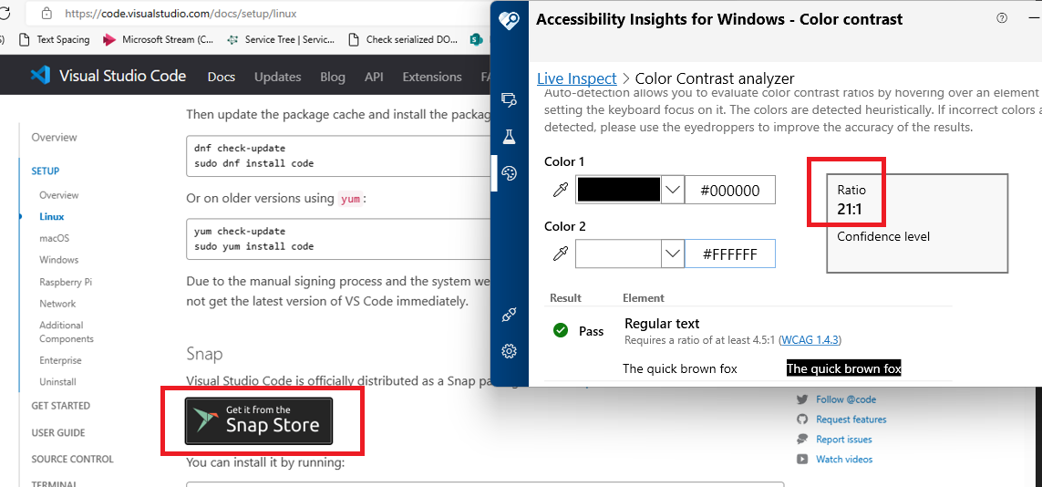 A11y_code.visualstudio.com_VisualStudioCode_Linux_ColorContrast: Color Contrast ratio is less ...
