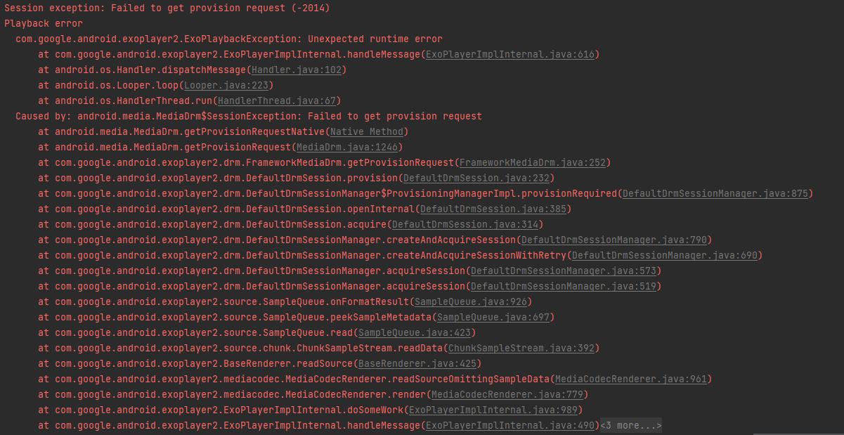 Session Exception Failed To Get Provision Request 2014 Playback Error · Issue 10947 