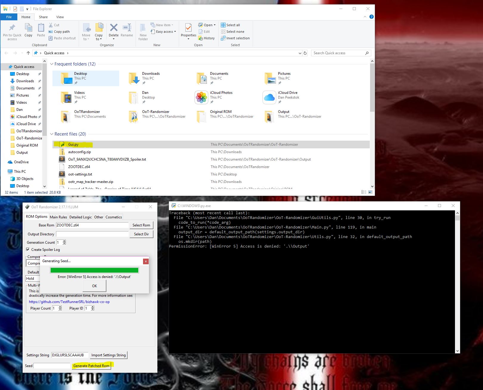 Error [WinError 5] Access is denied './/output' · Issue #68 · OoTRandomizer/OoT-Randomizer · GitHub