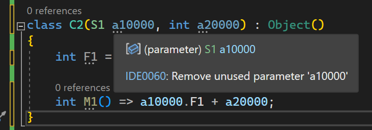 Unexpected Ide0060 Remove Unused Parameter Suggestion For A Primary Constructor Parameter 