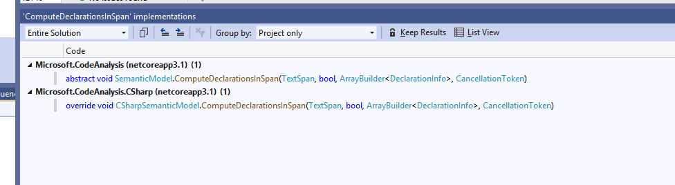 Find All References/Goto Implementation for a C# declaration doesn't ...