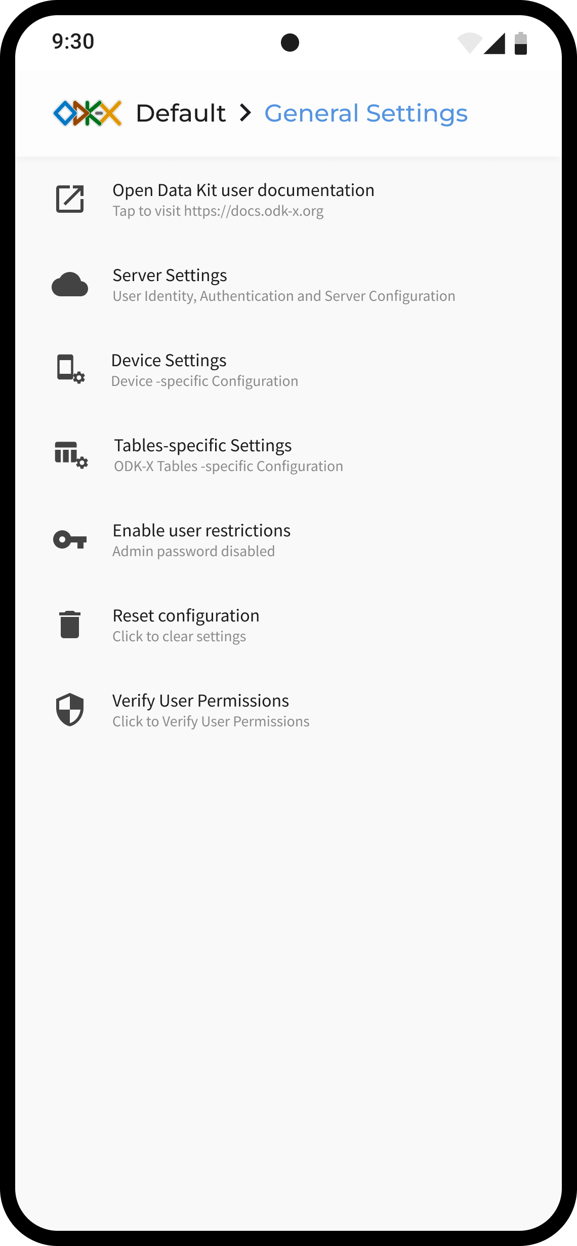 ODK-X Services- Need for distinguishable settings icons · Issue #378 · odk-x/tool-suite-X · GitHub