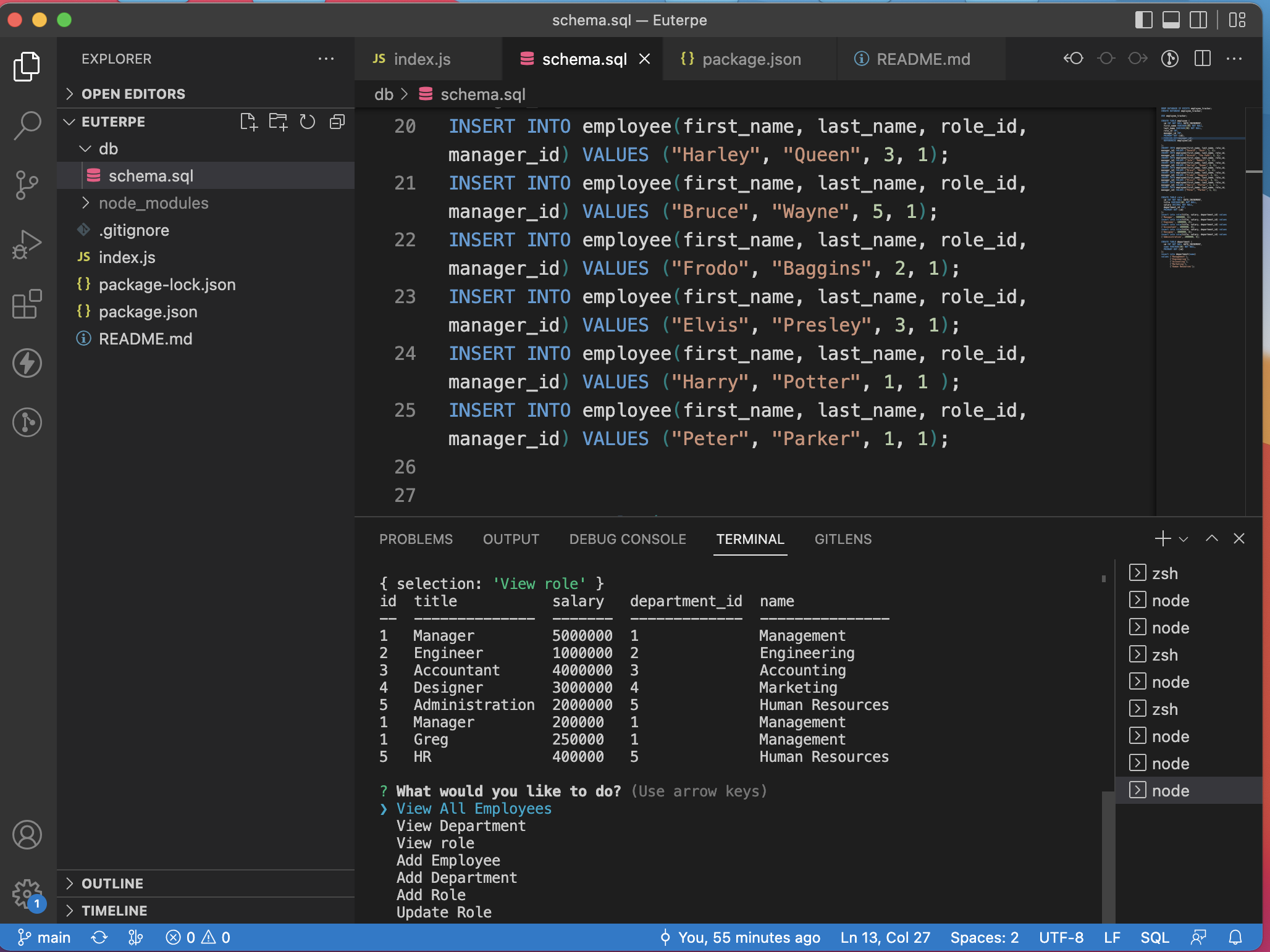 GitHub - AleksaMik/Euterpe: Employee-tracker allows business owners to easily view and manage ...
