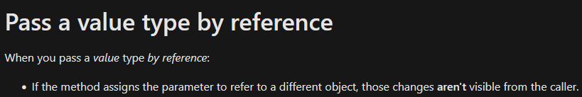 Pass A Value Type By Reference Assigning The Parameter To Refer To A Different Object Learning 4666