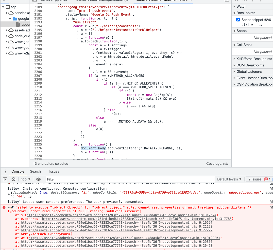 Undefined DOM element (body) with synchronous deployment · Issue #20 · adobe/reactor-extension ...