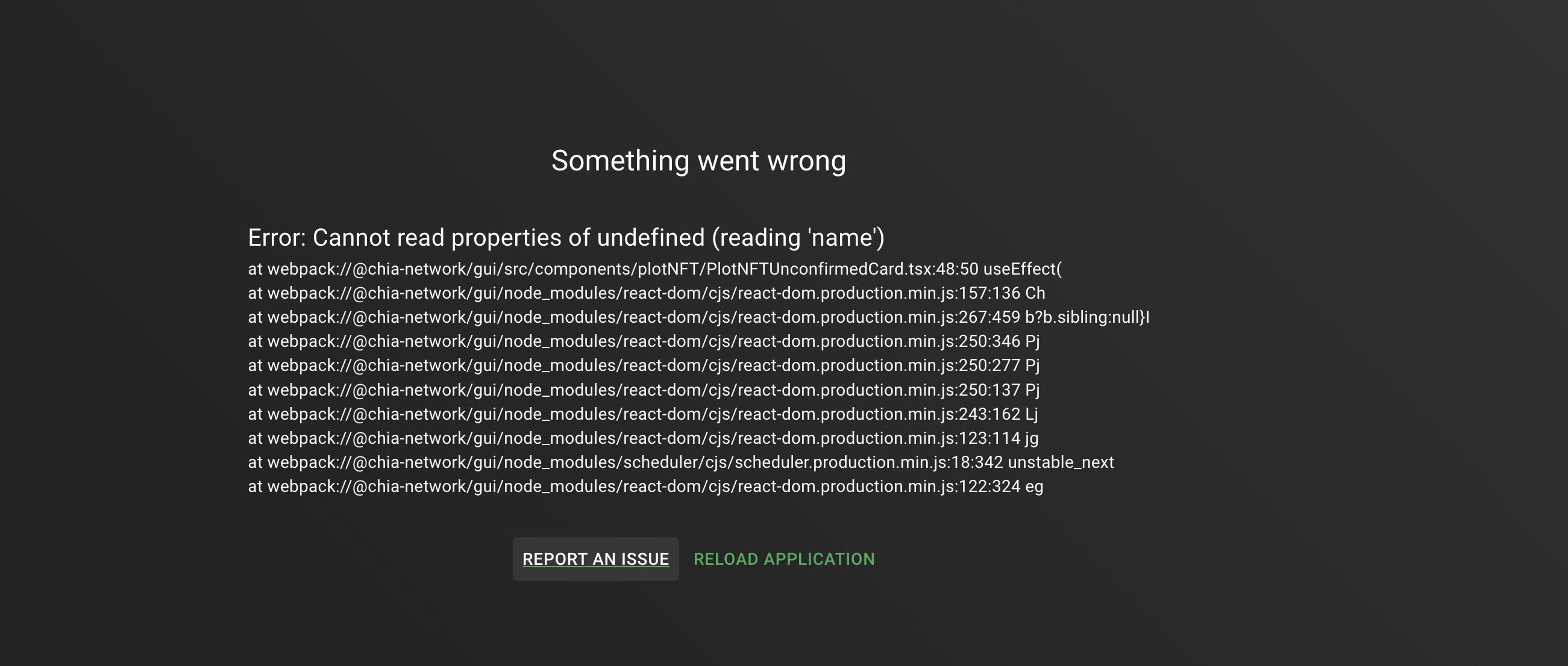 [Bug] Error: Cannot read properties of undefined (reading 'name') · Issue #1396 · Chia-Network ...