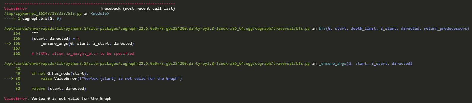 [BUG] Invalid start vertex for MG BFS and MG SSSP result in unclear exception · Issue #1587 ...