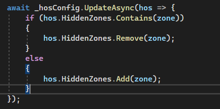 [Configuration] ImmutableList parameter can't be modified in IWritableOptions's UpdateAsync ...