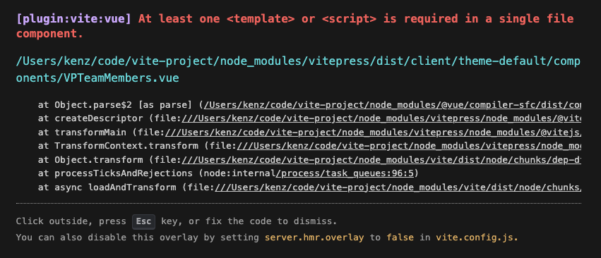 At least one or is required in a single file component. · Issue #2801 · vuejs/vitepress · GitHub