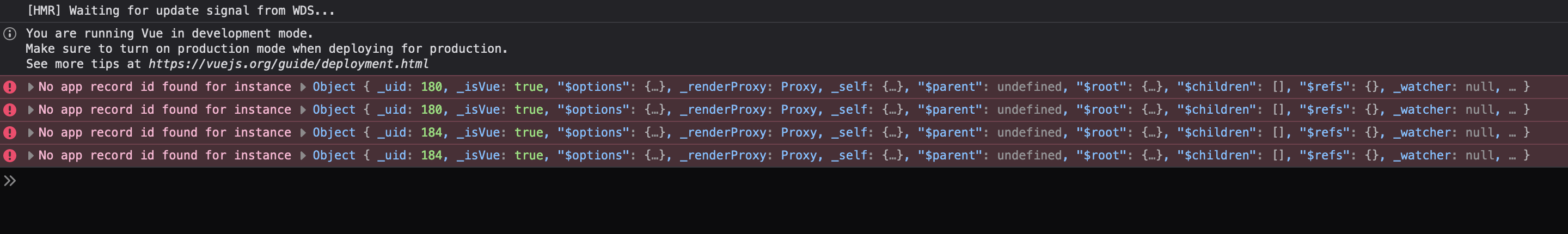 VM3113 backend.js:4912 No app record id found for instance · Issue #1791 · vuejs/devtools-v6 ...