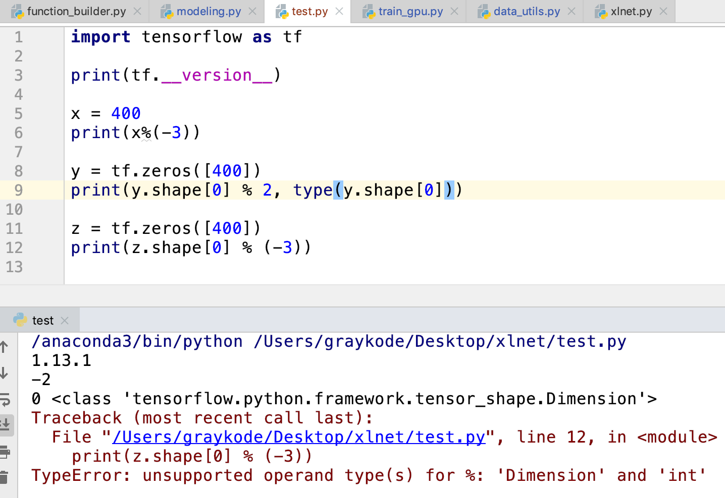 Not Show raise ValueError But unsupported Operand Error When Using Modular Arithmetic As 