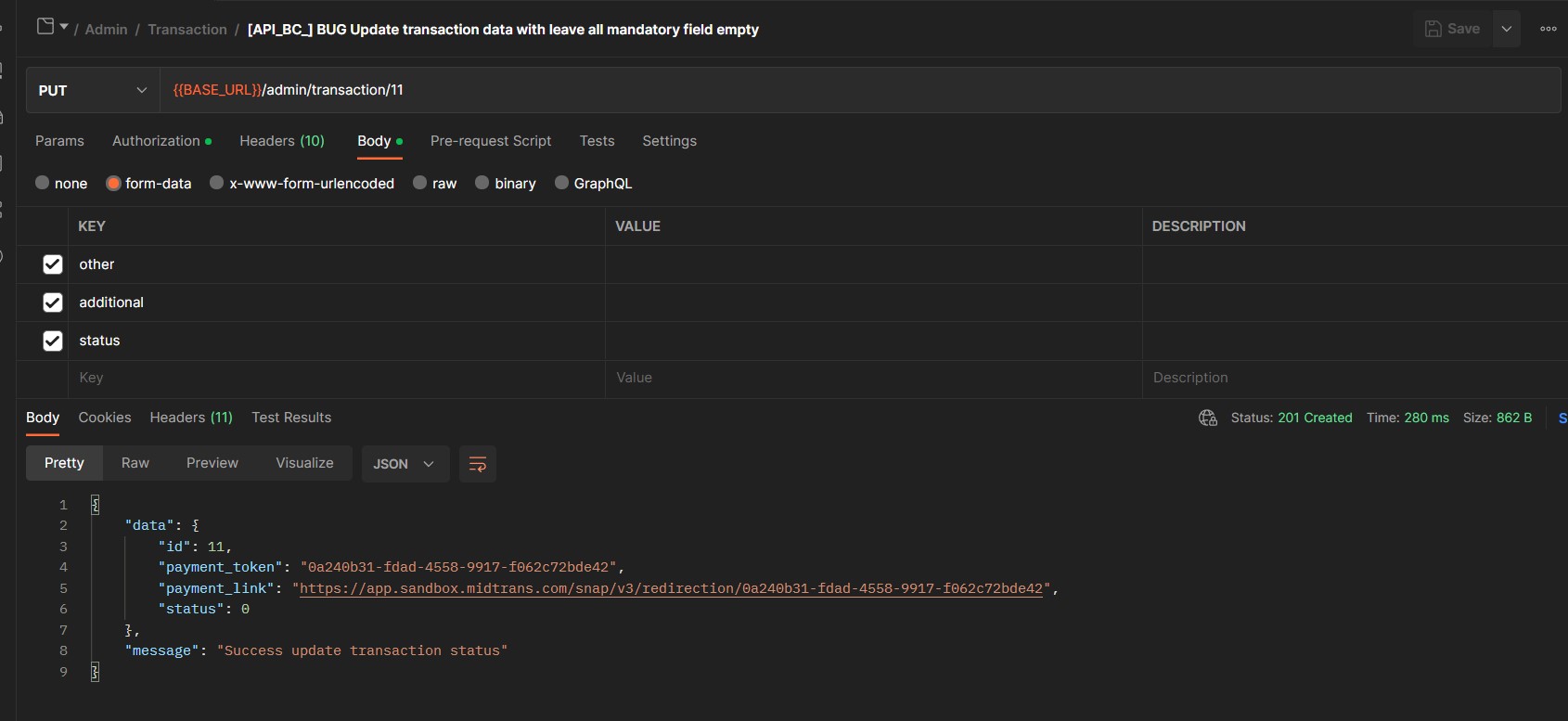 [BUG] Update transaction on admin with leave mandatory value in empty · Issue #13 ...