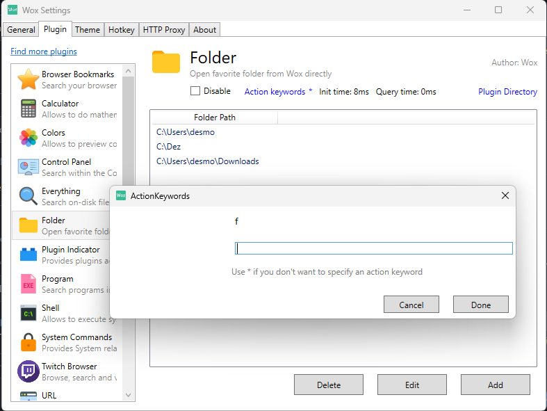 Folder plugin usage example · Issue #1608 · Wox-launcher/Wox · GitHub