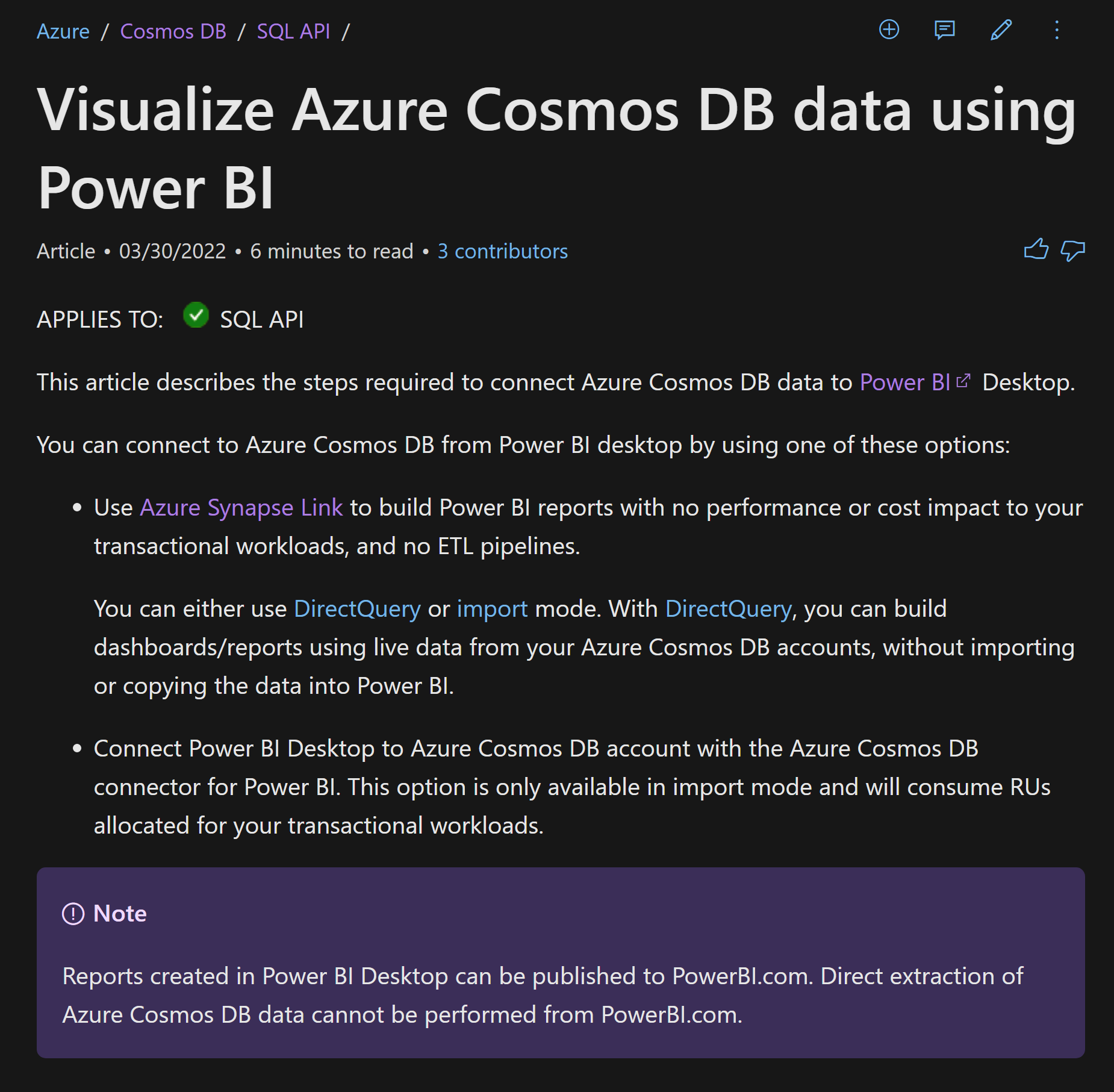Queries from powerbi.com to Azure Cosmos DB account are working for me! · Issue #92695 ...