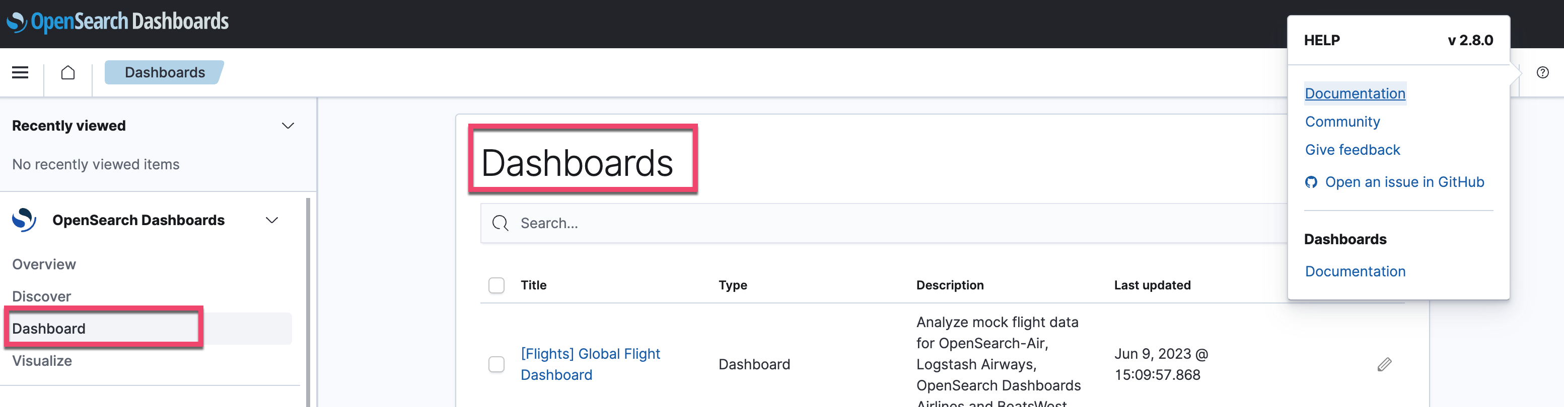 [BUG] Dashboard/Dashboards naming convention in navigation pane & UI · Issue #4296 · opensearch ...
