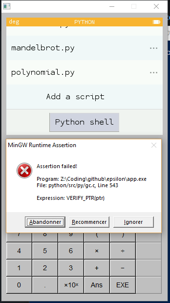 windows simulator: crash when running python · Issue #242 · numworks/epsilon · GitHub
