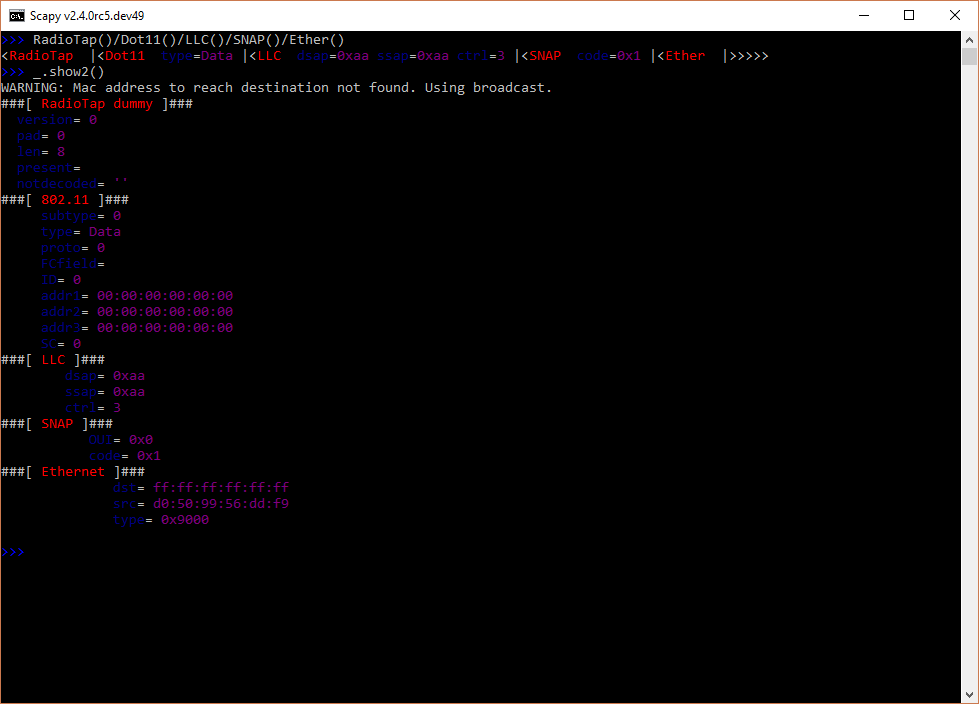 Documentation for setting RadioTap Fields · Issue #1228 · secdev/scapy · GitHub