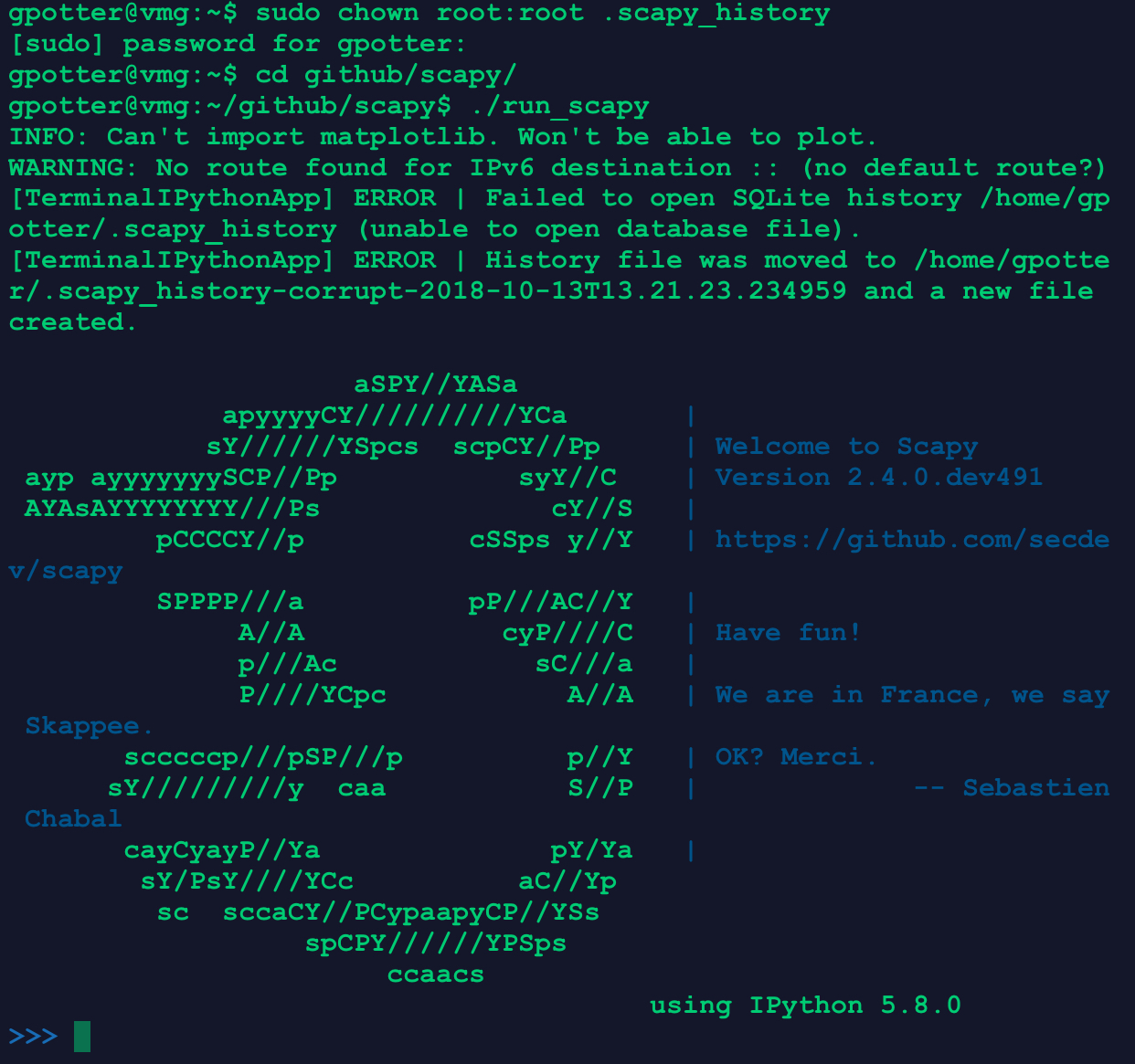 Exceptions When Scapyhistory Is Not Readablewritable · Issue 1637 · Secdevscapy · Github 8424