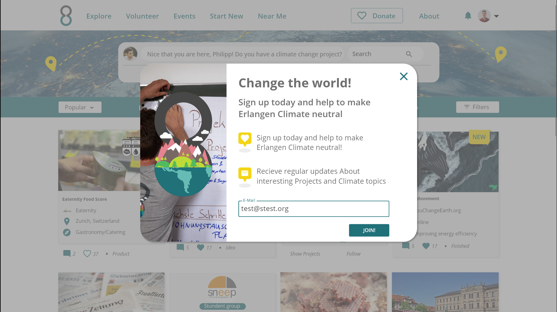 Add Popup prompting a user to sign up when they first visit the page ...