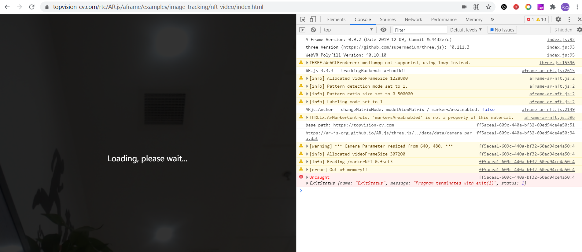 Out of memory · Issue #280 · AR-js-org/AR.js · GitHub