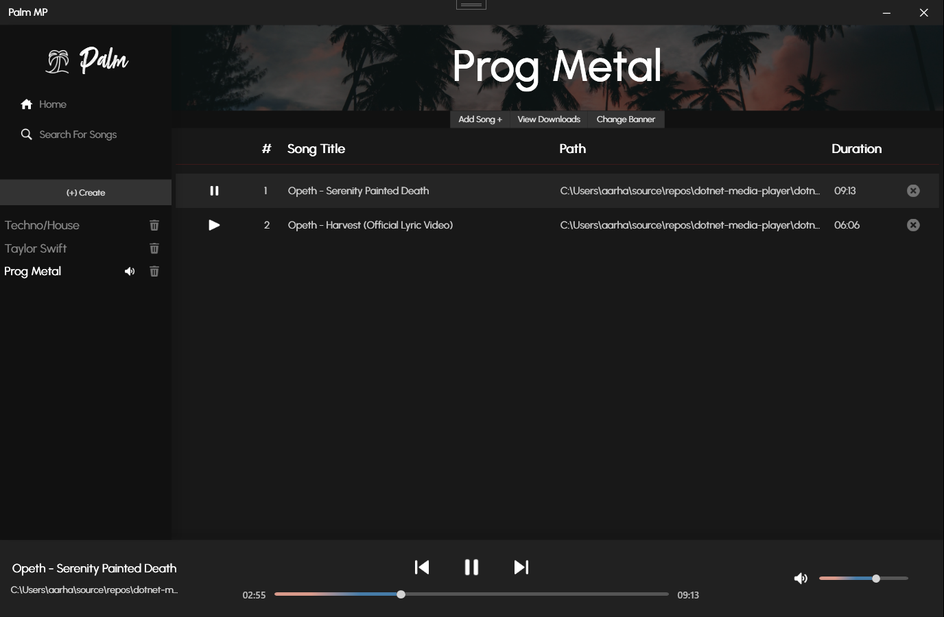 Github Aarhamhpalmplayer A Simple Music Player Built In Net Wpf