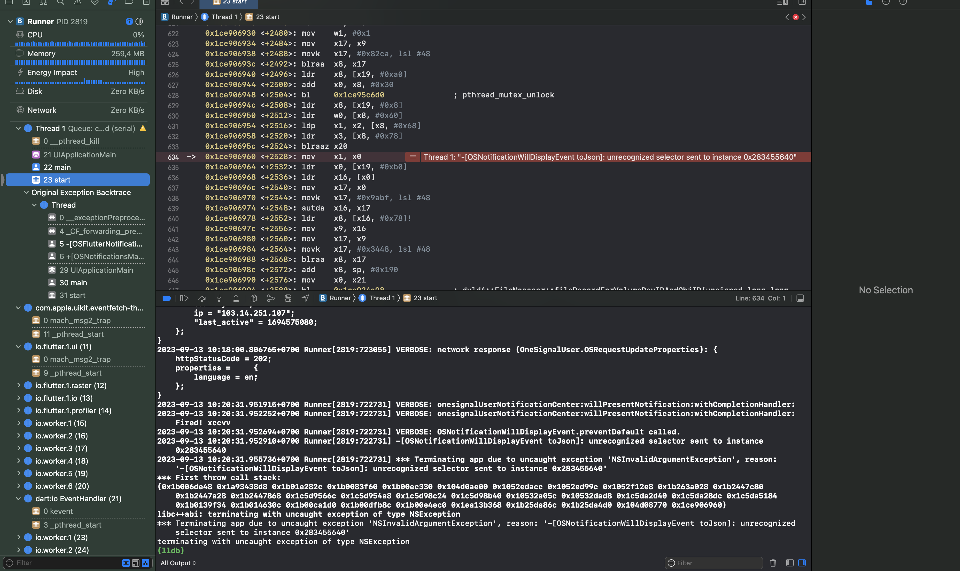 [question]: -[OSNotificationWillDisplayEvent toJson]: unrecognized selector sent to instance ...