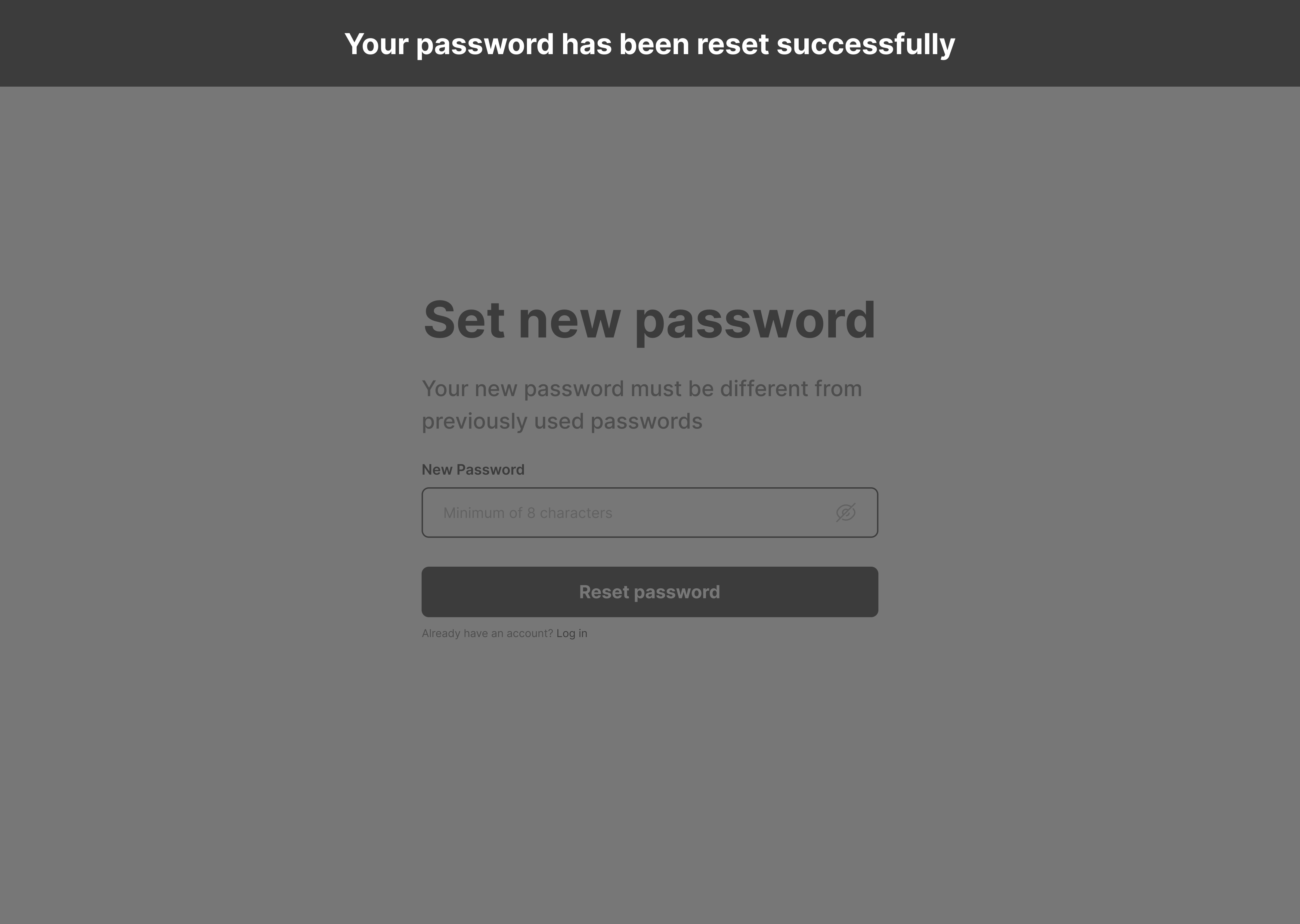 Design - Reset password pages with successful, error and notification ...