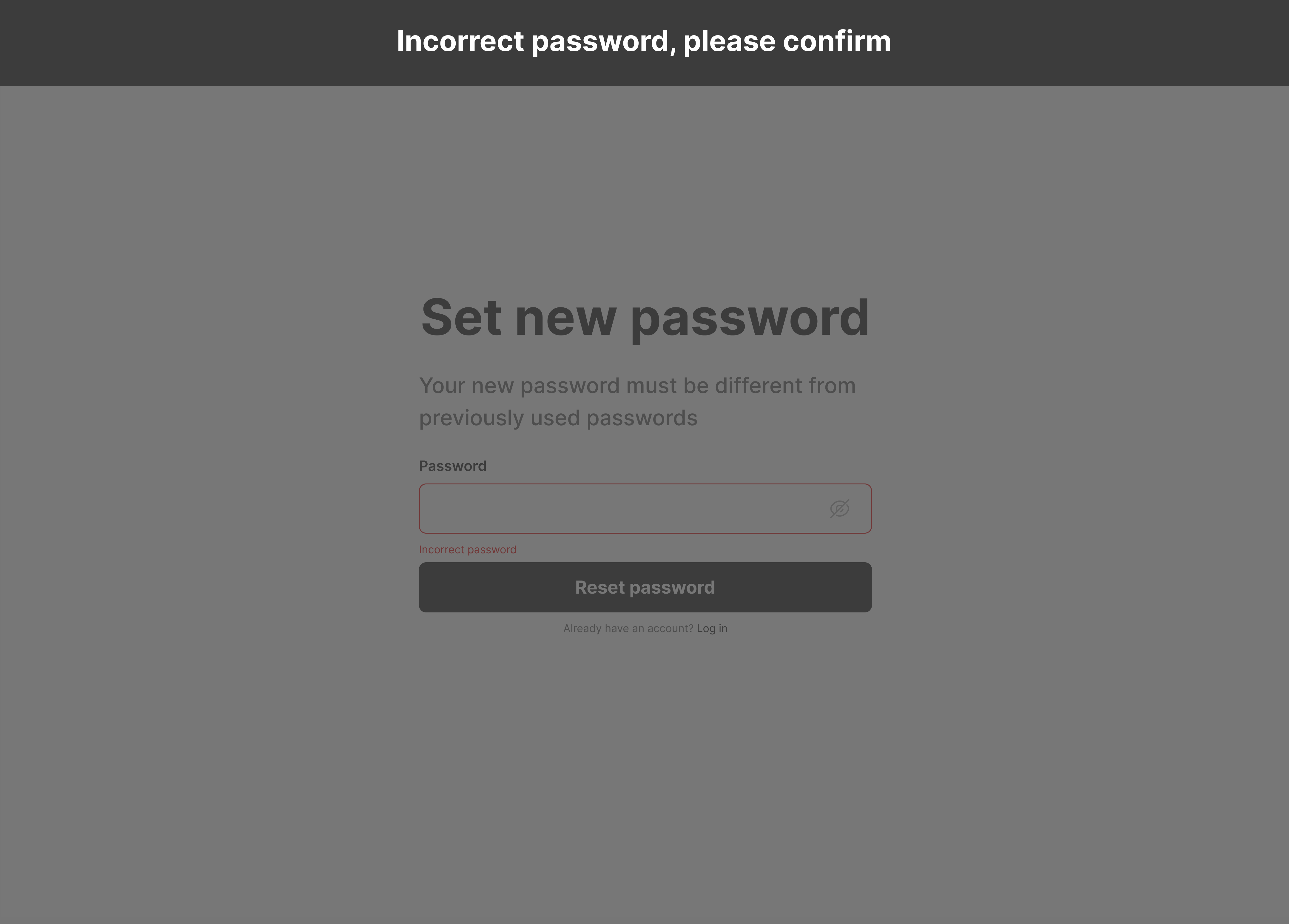 Design - Reset password pages with successful, error and notification ...
