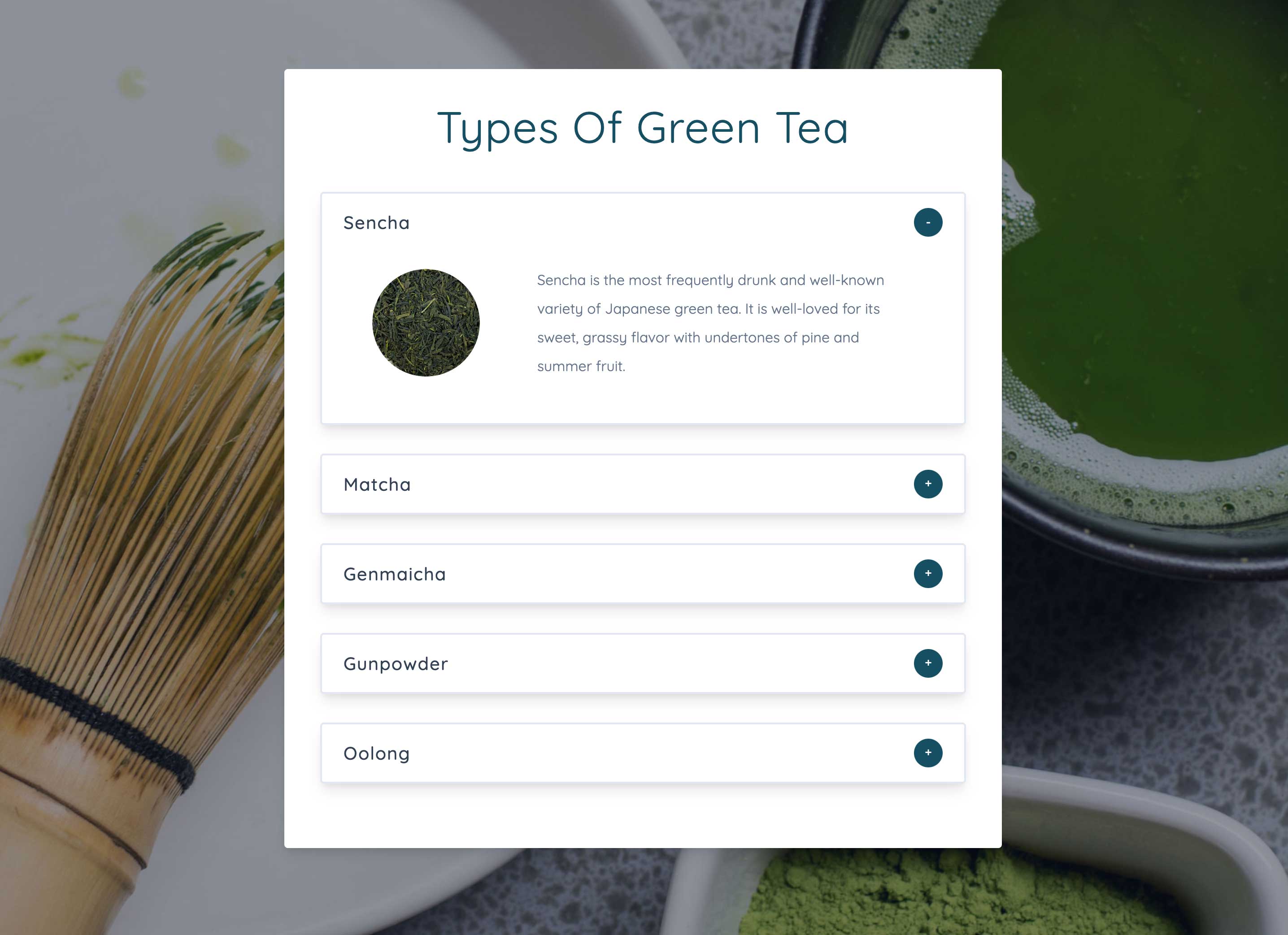 GitHub - JuliaCMint/accordion-tea-types: Responsive React accordion