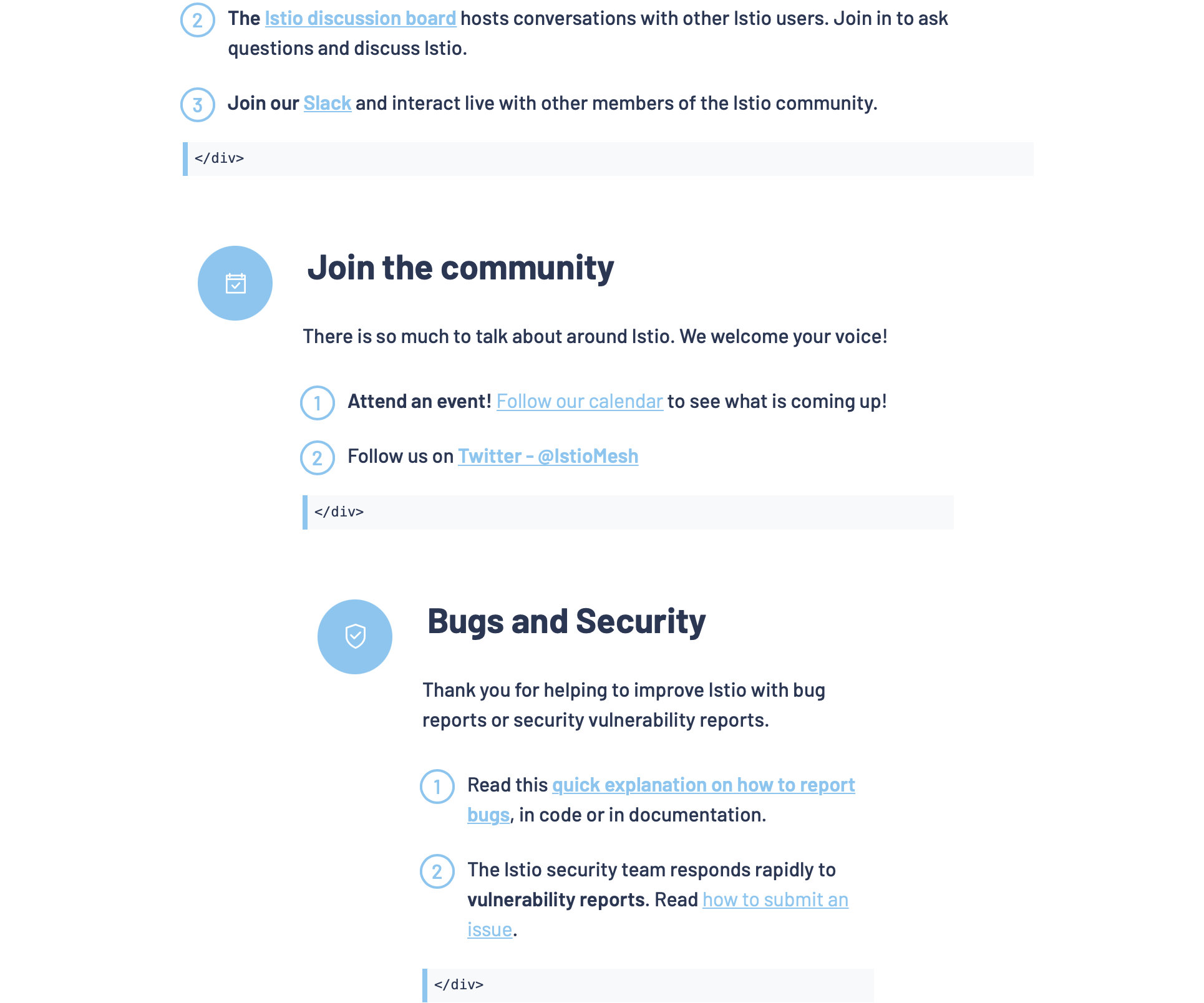 Get Involved page has formatting issues with Goldmark. · Issue #11751 · istio/istio.io · GitHub