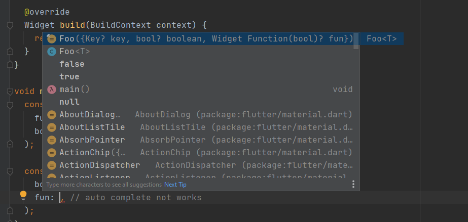 Automatic completion for method handlers / signatures not work when there is a parameter settled ...