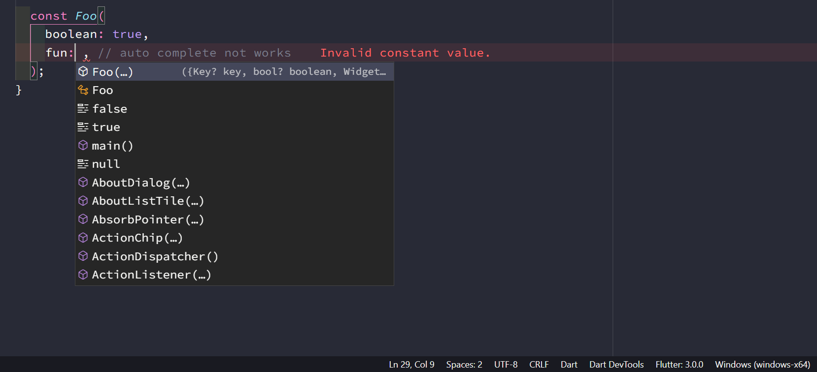 Automatic Completion For Method Handlers Signatures Not Work When There Is A Parameter Settled