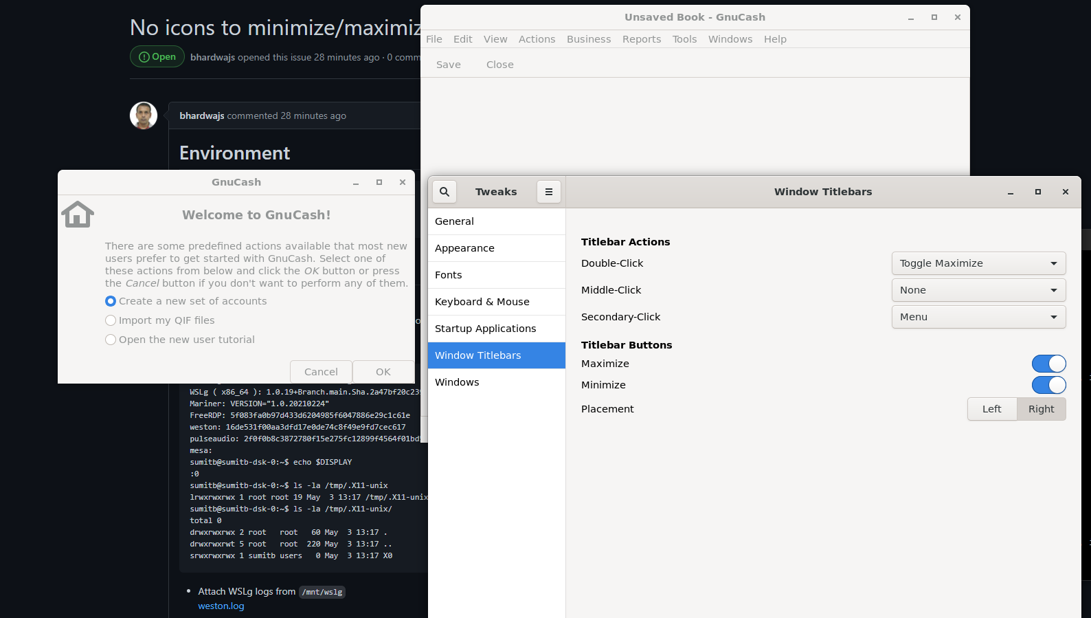 No icons to minimize/maximize application · Issue #157 · microsoft/wslg · GitHub