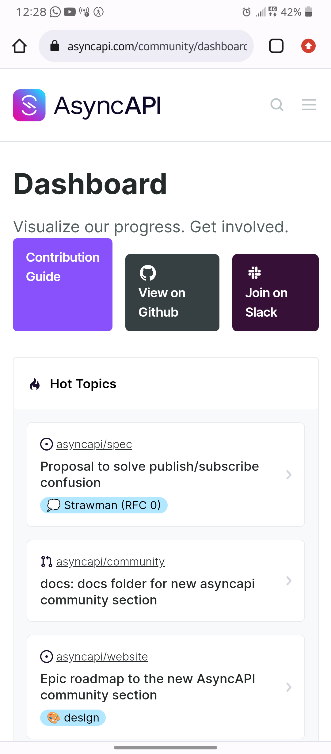 Contribution button on AsyncAPI Dashboard is too big on mobile compared to other buttons ...