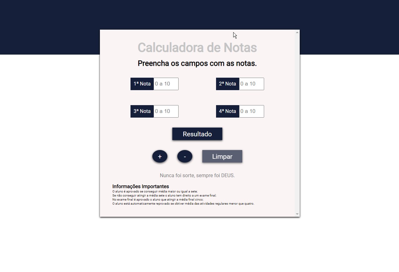 GitHub - AleCamargo77/Media-do-Aluno: A Calculadora de Notas tem como finalidade informar a ...