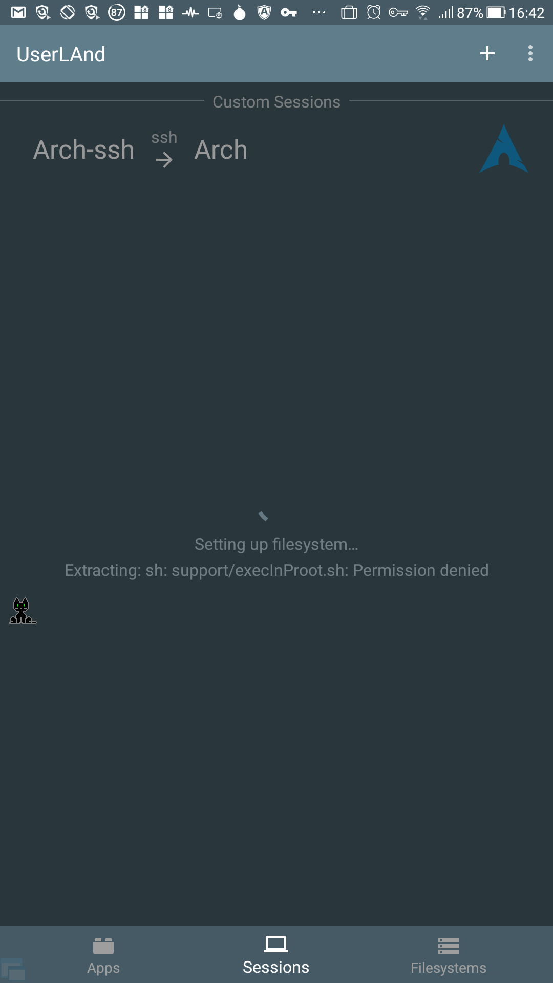 "Command failed with: 126" · Issue #762 · CypherpunkArmory/UserLAnd · GitHub