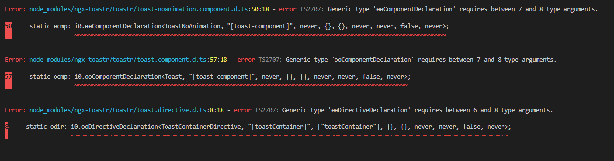 Generic Type ɵɵcomponentdeclaration Requires Between 7 And 8 Type