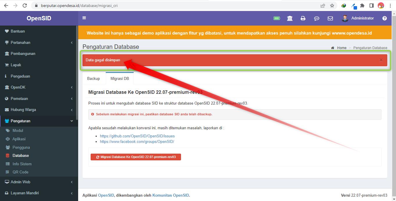 Bug/error: Saat Melakukan MigrasiDB Pada OpenSID Rev03 · Issue #5432 · OpenSID/OpenSID · GitHub