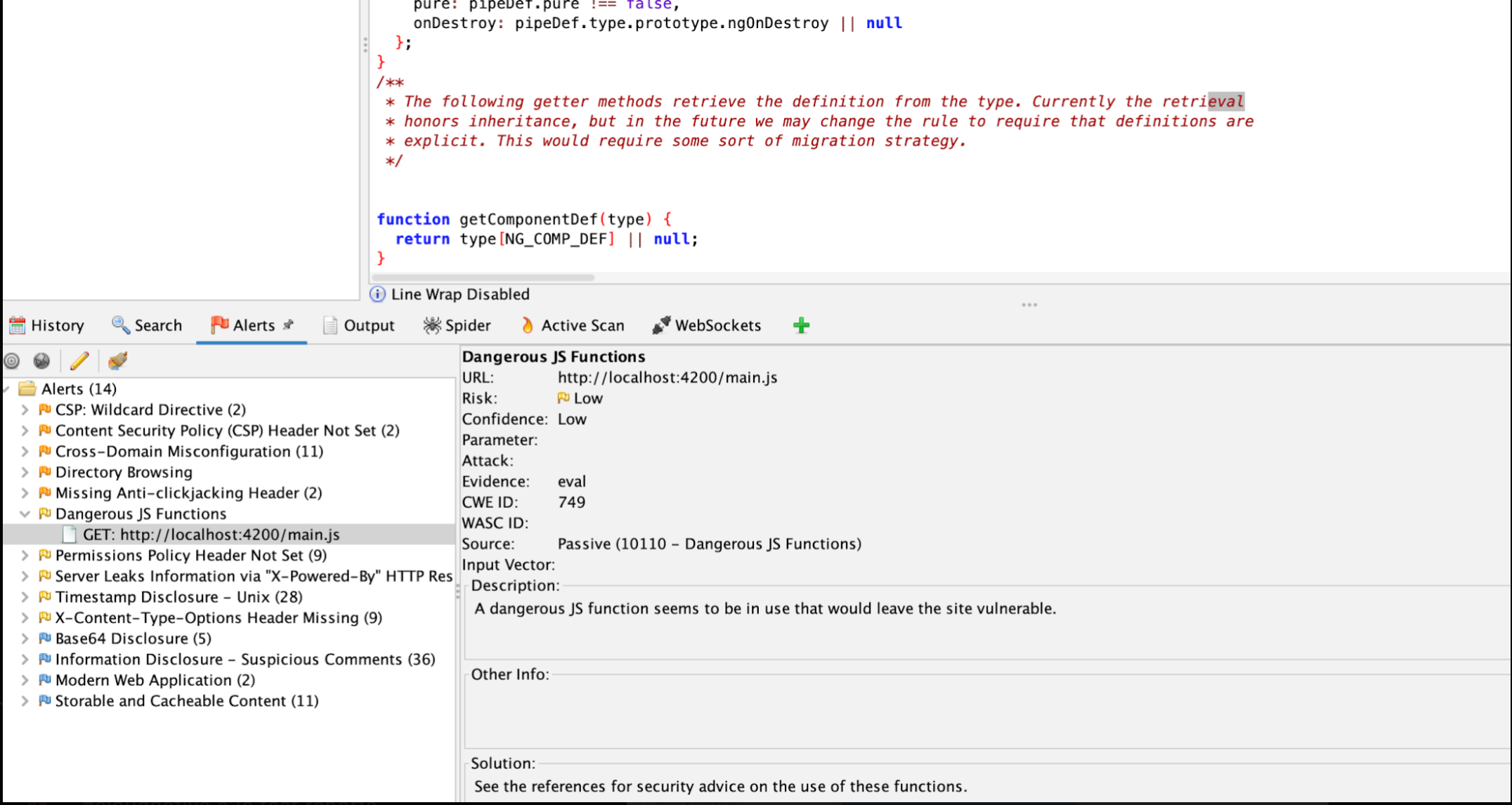 False positive: Dangerous JS Functions · Issue #7732 · zaproxy/zaproxy · GitHub