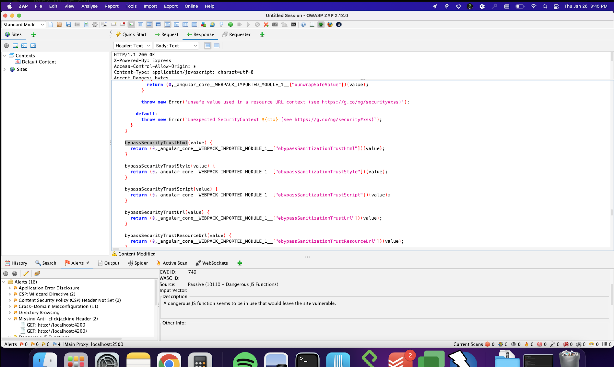 False positive: Dangerous JS Functions · Issue #7732 · zaproxy/zaproxy · GitHub