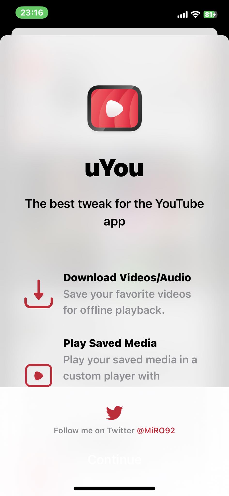 [Bug] A blocking screen don't allow me to view uYouPlus · Issue #1147 ...