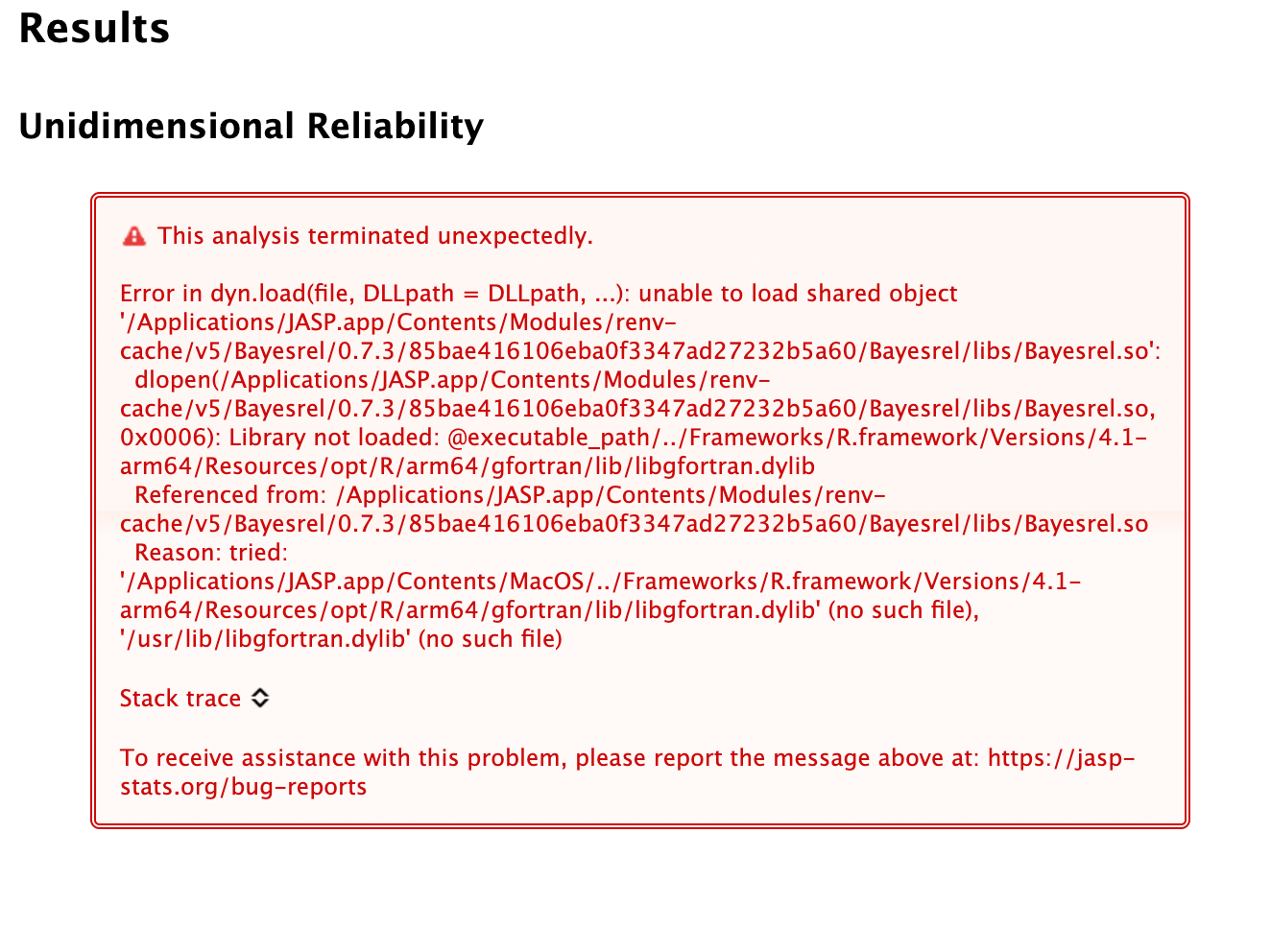 [Bug]: Unidimensional reliability does not run on arm-macOS · Issue #1707 · jasp-stats/jasp ...