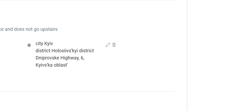 [UBS-User. Order form] The address which was edited in the user`s ...
