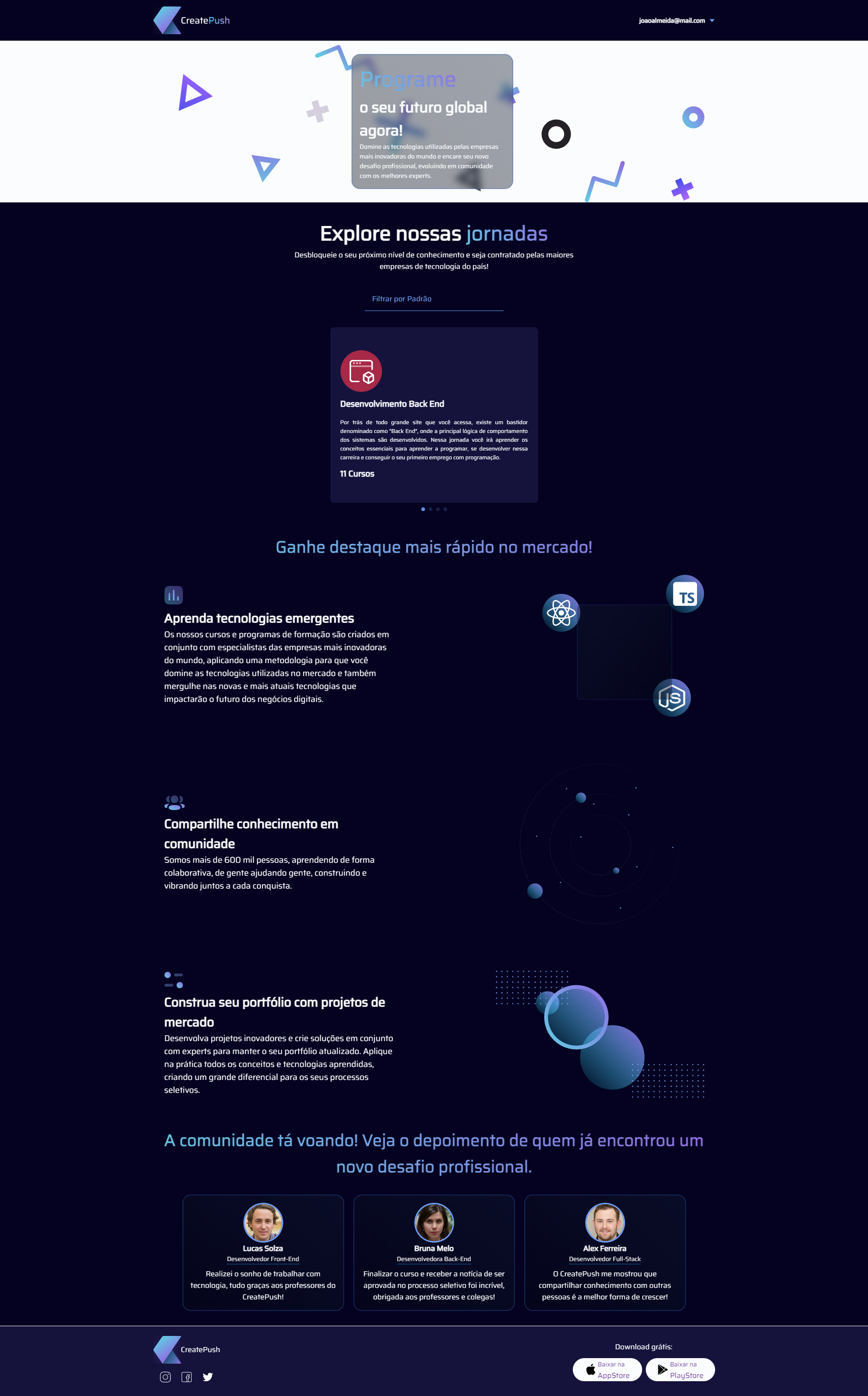 GitHub - PetrusBorges/Projeto-Final-Front-End-Staart: CreatePUSH é uma plataforma de cursos que ...