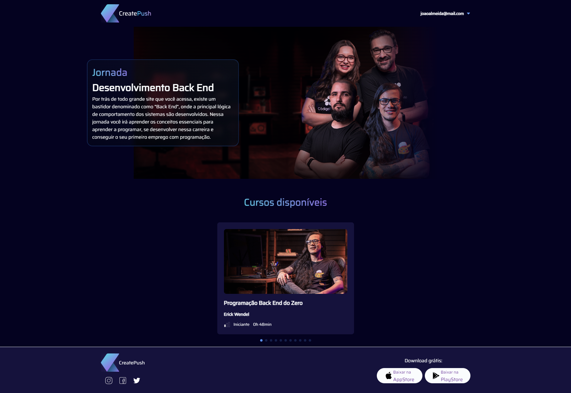 GitHub - PetrusBorges/Projeto-Final-Front-End-Staart: CreatePUSH é uma plataforma de cursos que ...