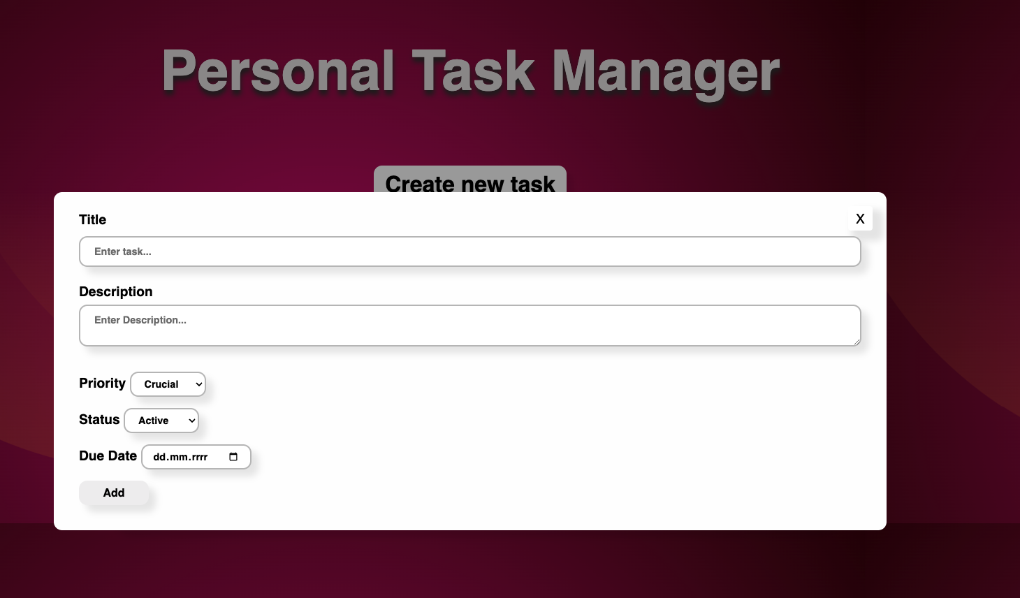 GitHub - karlosmatos/personal-task-manager: Personal Task Manager (ToDo ...